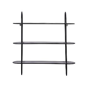 Deco 79 Metal Oval 3 Shelf Wall Shelf, 28" x 8" x 28", Black