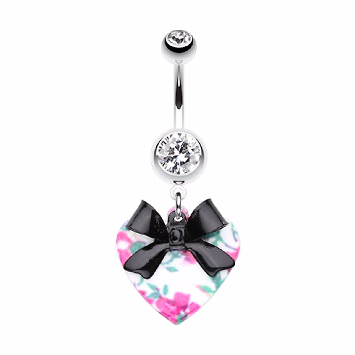 Vintage Floral Heart Bow-Tie WildKlass Belly Button Ring