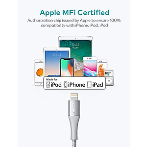 XCENTZ Phone Charger 10ft, MFi Certified Lighting Cable, High-Speed Phone Cable with Premium Connector for Phone 14/13/12/11/X/XS/XR/XS Max/8/7/6/5S/SE, Pad Mini/Air