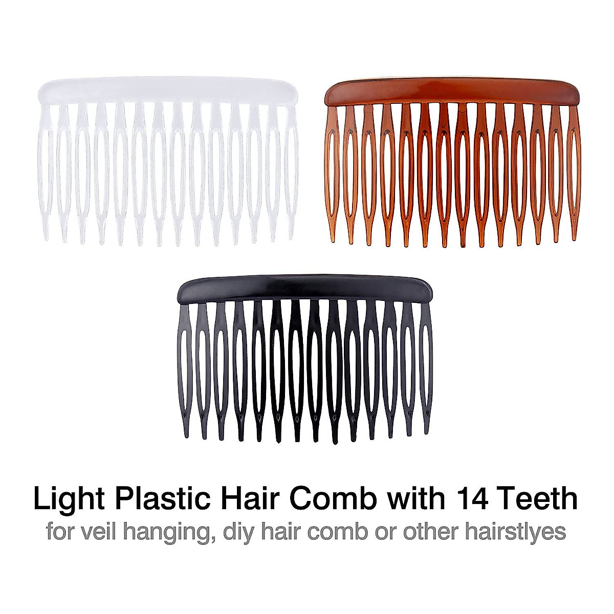 Lawie 30 Pack Clear Black Brown Small Plastic Side Hair Comb With Teeth Hairpins Grips for Women Bridal Wedding Veil Decorative Headpiece French Twist Updo Bun Accessories