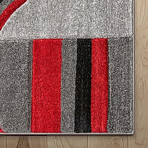 Well Woven Ruby Galaxy Waves Contemporary Runner 60010 Area Rug, 1'8" x 7'0", Grey/Red