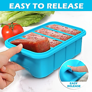 Webake 1 Cup Silicone Freezer Molds with Lids 2 Pack, Easy Release Soup Freezing Containers, Perfect for Meal Prep, Fruits, Soup, Food Storage, Broth, Leftovers