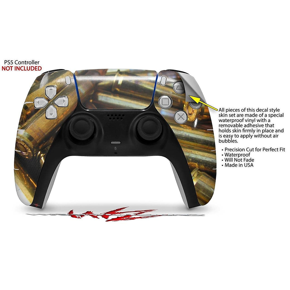 WraptorSkinz Skin Wrap compatible with Sony PS5 DualSense Controller Bullets (CONTROLLER NOT INCLUDED)