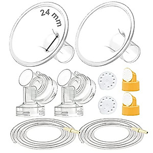 Maymom Breast Pump Kit Compatible with Medela Pump in Style Advanced Pump; 2xTwo-Piece 24mm Breastshield, 2 Valve, 4 Membrane, 2 Replacement Tubing; Replacement Part for Medela Shield, Medela Valve