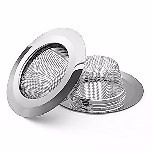 LotFancy Kitchen Sink Strainer, 2Pcs Stainless Steel Mesh Drain Strainer, Large Wide Rim 4.5" Diameter, 1.5" Deep Drain Screen, Anti Clogging