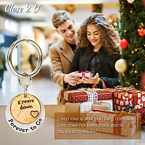 HRMYUDI 2 Year Anniversary Copper Gift Coin Keychain with a 2022 Penny, 2 Years Down and Forever To Go Key Chain Gift, Anniversary Presents for Wife Husband, Girlfriend Boyfriend