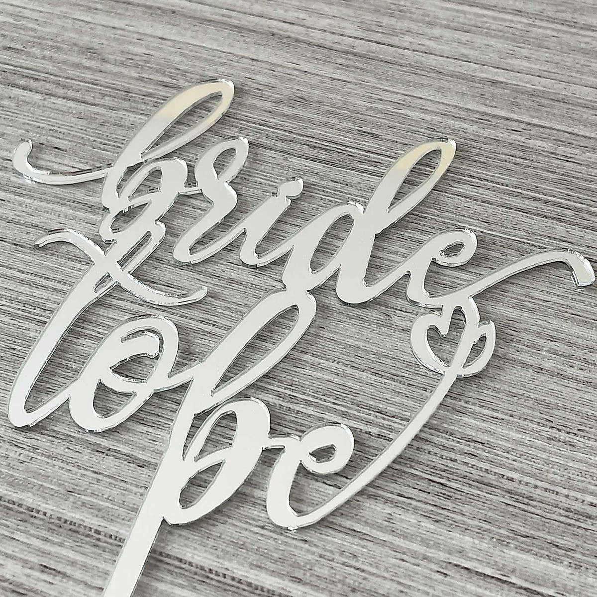 JIEEIN Bride to Be Cake Topper - Mirror Silver Acrylic - Sparkly Bridal Shower/Bachelorette Party Cake Topper