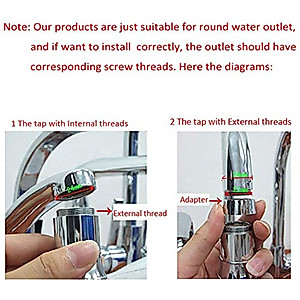 SNOMYRS 3-Color Temperature Sensitive Gradient LED Water Faucet Light Water Stream Color Changing Faucet Tap Sink Faucet for Kitchen and Bathroom (3 Color-1PC)