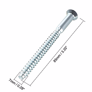 uxcell Furniture Confirmat Screw 7x85mm Hex Socket Wood Screws Zinc Plated 20pcs