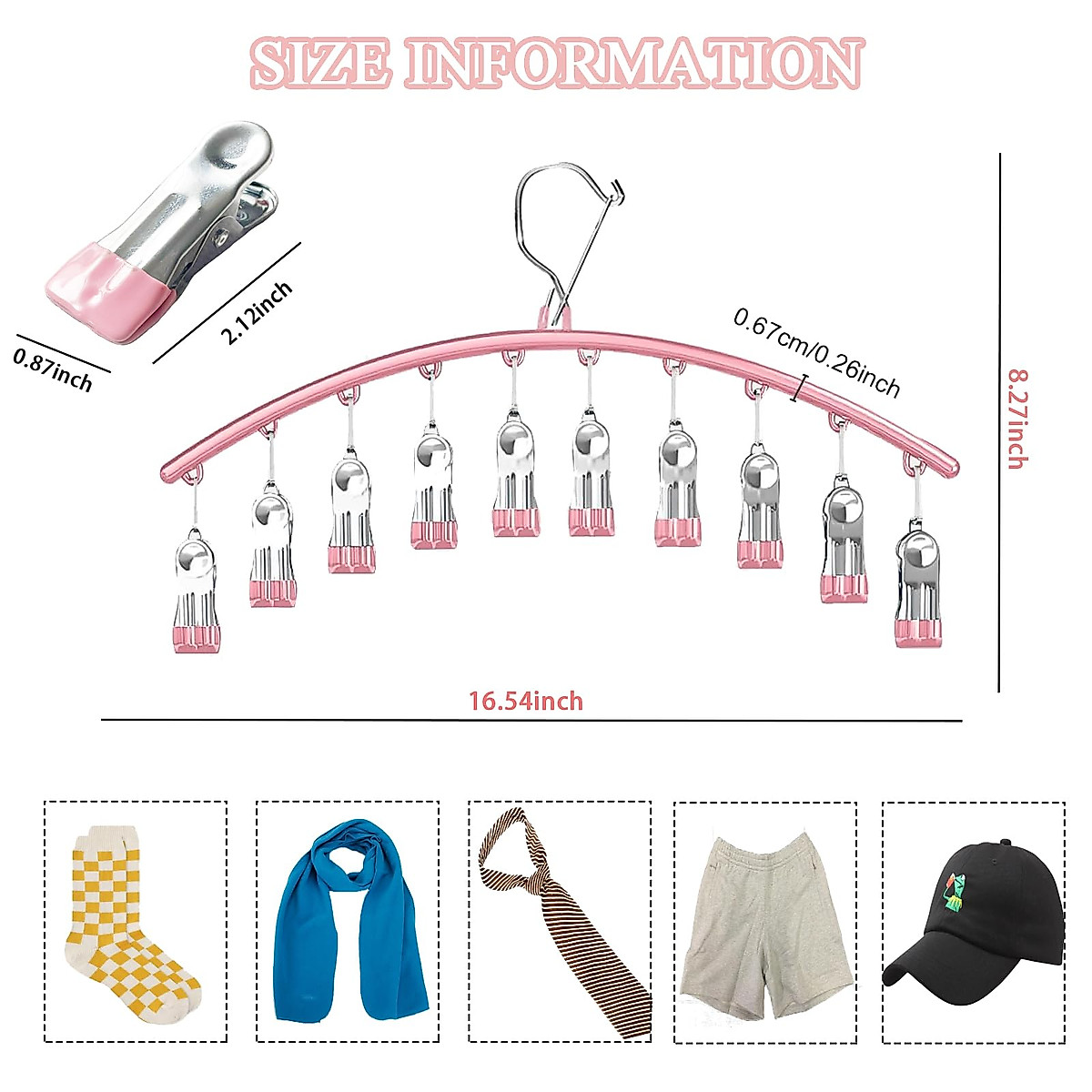 Calonge 2 Pack Pink Legging Organizer for Closet, Metal Yoga Pants Hangers w/10 Clips Holds 20 Leggings Hangers Space Saving Hanging Closet Organizer w/Rubber Coated Closet for Organizers and Storage