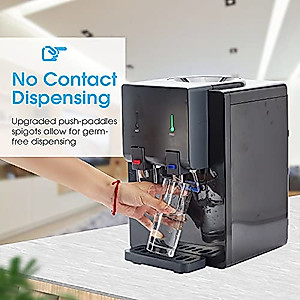 ACCVI Premium Countertop Water Cooler Dispenser, Holds 3 or 5 Gallon Jug, Top Loading, Hot and Cold Water, Child Safety Lock, Compact Design Ideal For Homes, Kitchens, Offices, Dorms, Black