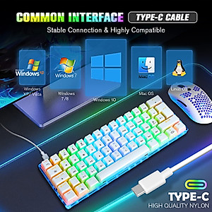 MAGIC-REFINER MK21 60% Mechanical Keyboard,Hot Swappable Outemu Red Switch,19 RGB Backlit Wired Compact Gaming Keyboard with Pudding Keycaps,Driver/Software Supports for PC Xbox one PS4 PS5