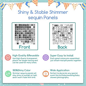 COKAOBE Silver Shimmer Wall Backdrop 24PCS Silver Sequins Backdrop Decoration Panels, Photo Backdrops for Birthday, Anniversary Wedding Engagement Decoration (Silver)