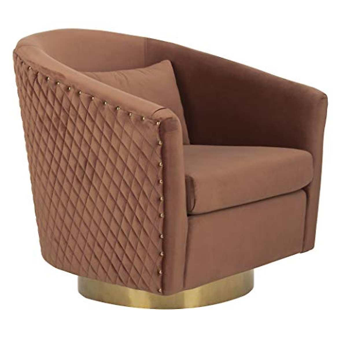 Safavieh Couture Home Clara Glam Dusty Rose Pink Velvet Quilted Swivel Tub Chair