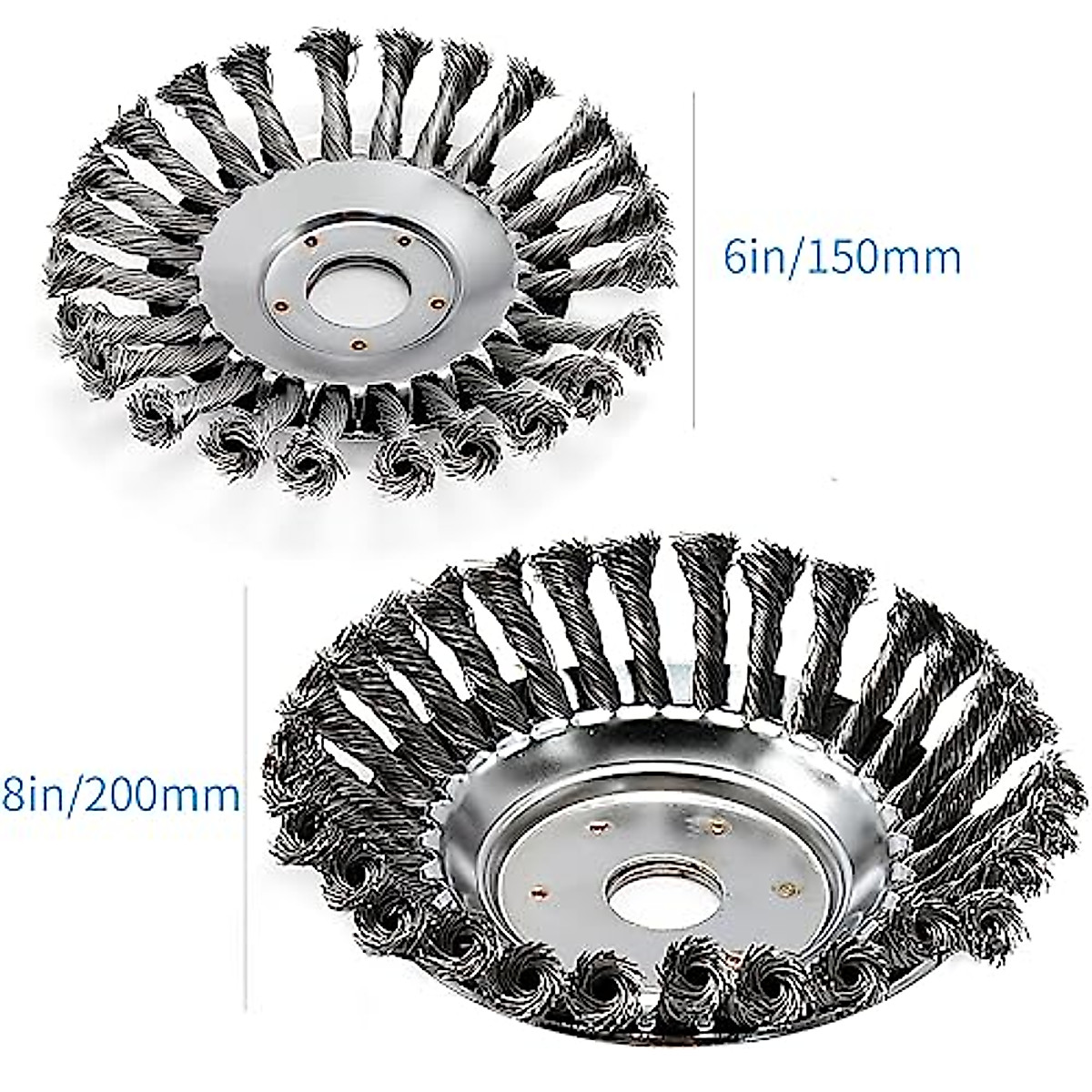 ZUDKSUY 6inch and 8inch Wire Brush Cutter Trimmer Head Set for Cord Trimmer, Mossy Weed Removal (2 Brushes and 2 Pack Adapter kit)