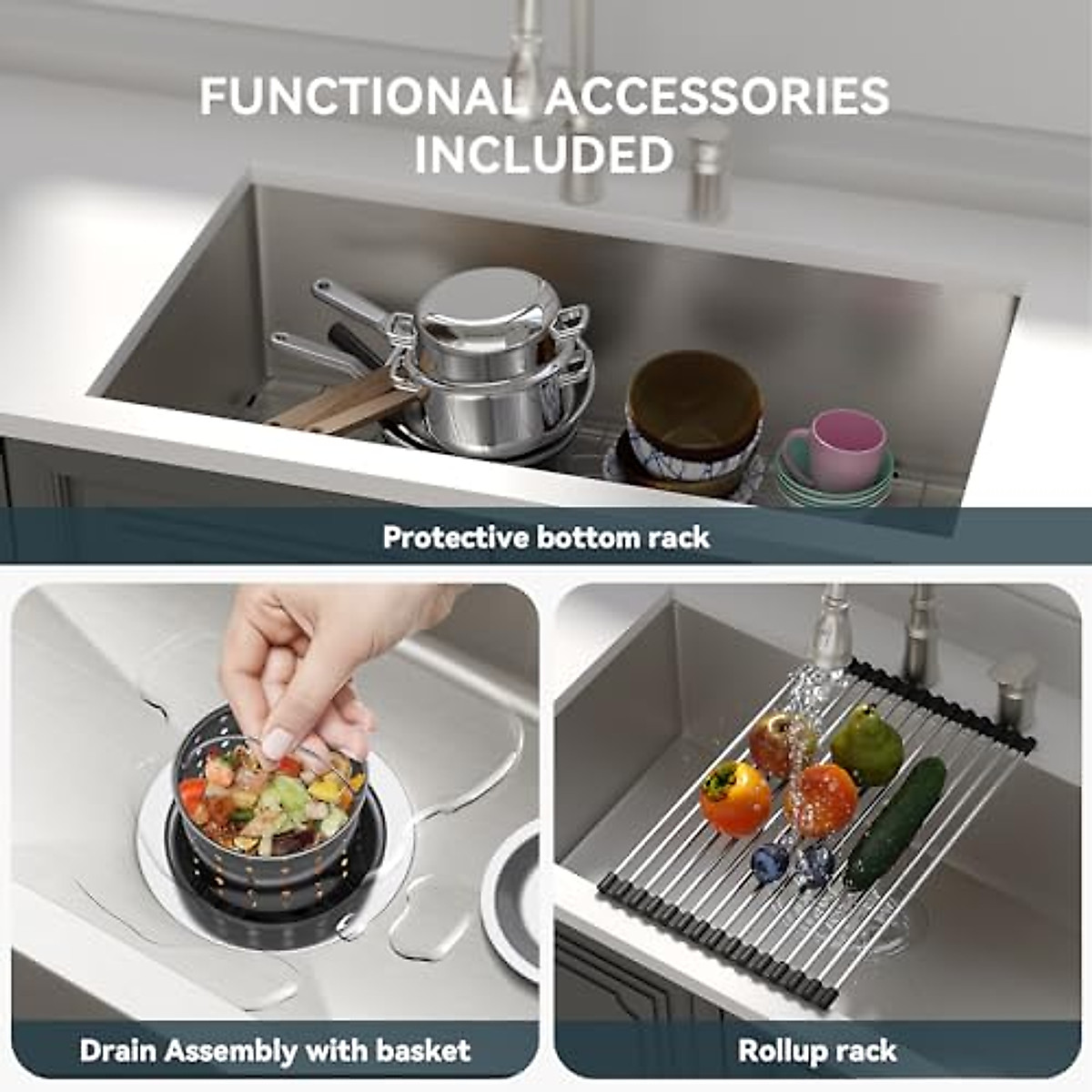 32 Undermount Kitchen Sink - Lordear 32 Inch Undermount Sinks Stainless Steel Single Bowl Kitchen Sink Under Counter Basin 32X19X10 Inch Round Corner