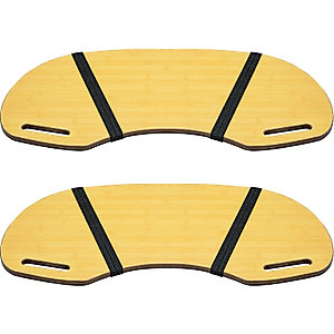 Thyle 2 Pcs Wood Curved Lap Desk 30.5'' x 12.5'' Lap Table with Handles Wooden Lap Board Curved Keyboard Lap Tray for Laptop Computer Mouse