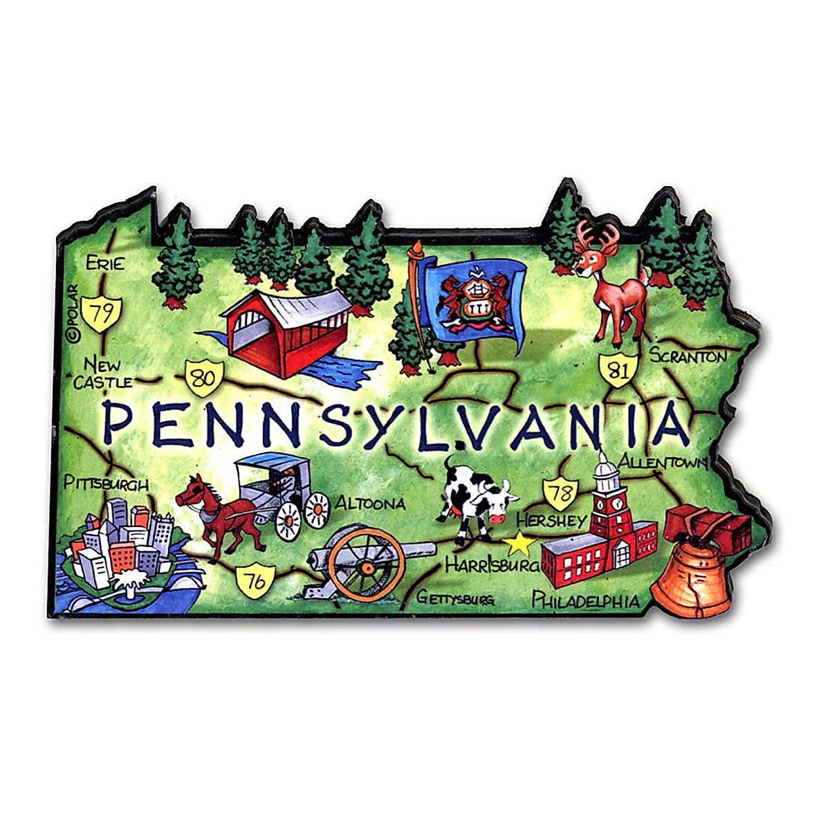 Pennsylvania Artwood State Magnet Collectible Souvenir by Classic Magnets