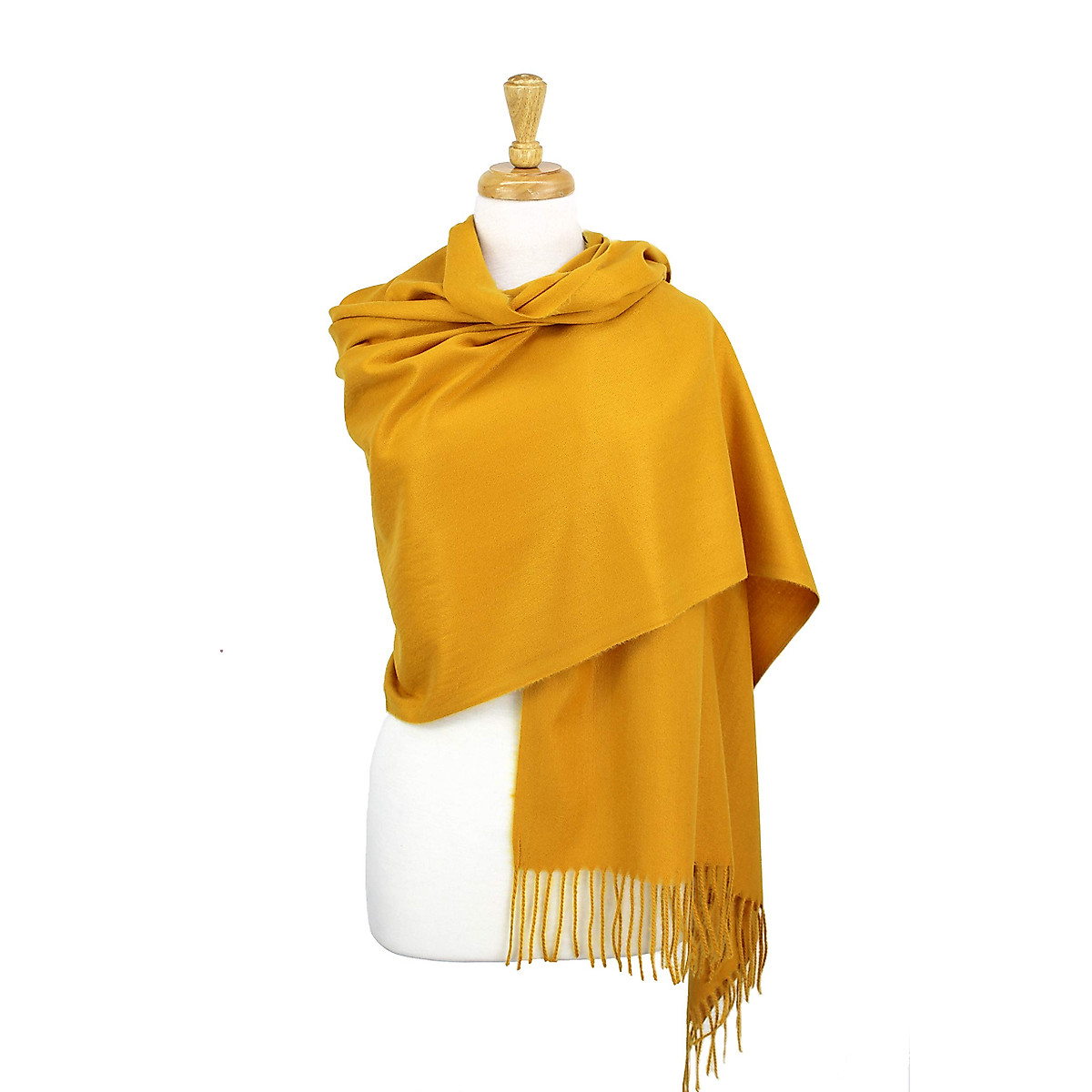 PASKMLNA Large Cashmere Wool Pashmina Shawl Wrap Scarf (Mustard Yellow #2-16)