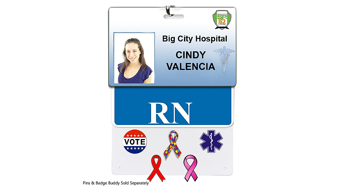 Badge Buddy Pin Holder for Nurses - 7 Pre-Punched Holes