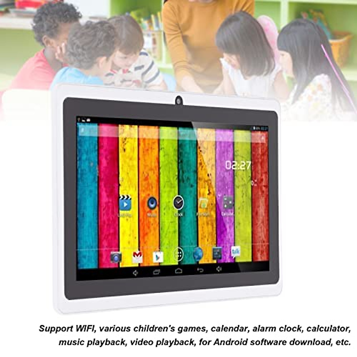 Tablet, 7inch 8GB ROM Quad Core CPU Tablet for Kids, Puzzle Early Education Tablet Kids Tablet, Support WiFi, Dual Camera, Gifts for Children (White)