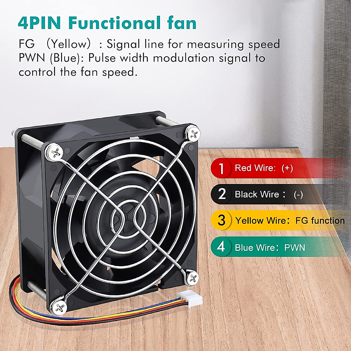 Wathai 80mm x 38mm High Static Pressure Fan 12V 4 Pin Dual Ball PWM 8038 High CFM for PC CPU Cooler GPU Server Computerc Case Cooling