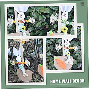 ABOOFAN 4 Pcs Easter Decoration Easter Bunny Cutouts Tiger and Bunny Easter Hanging Door Sign Easter Wall Hanging Plaque Easter Bunny Sign Easter Door Plaque Props Wooden Household