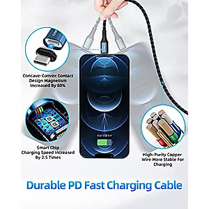 USB C to USB C Cable,60W 3A Fast Magnetic Charging Cable,CAFELE 2 Pack Type C to Type C Nylon Cable Fast Charge for Samsung Galaxy S10 S10+ / Note 8, LG V20 and Other Type C Charger (Blue)