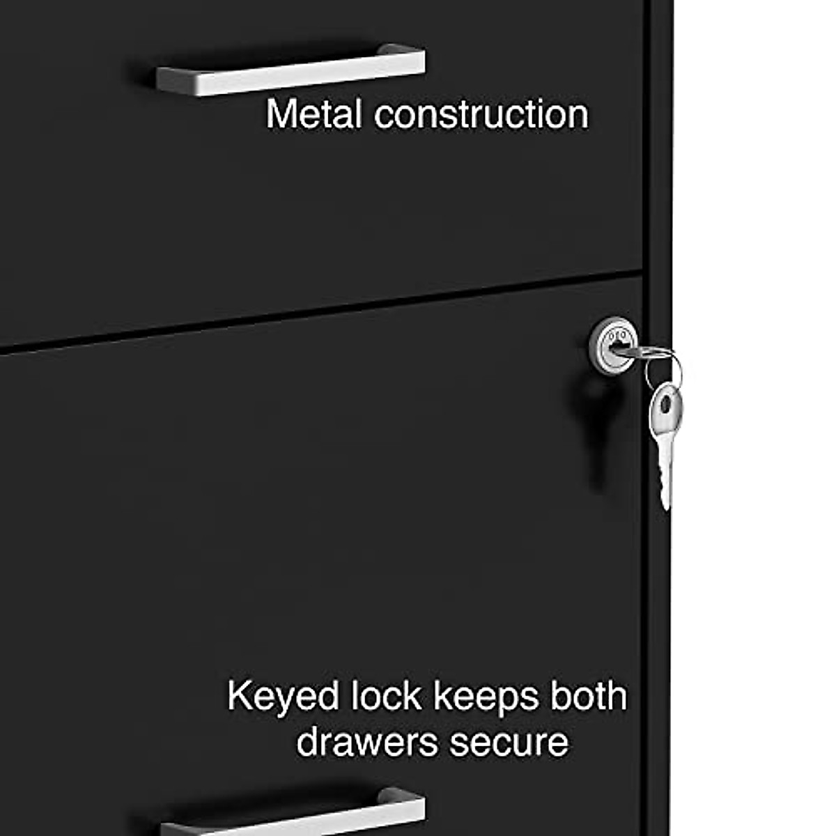 STAPLES 2806262 2-Drawer Vertical File Cabinet Locking Letter Black 18-Inch D (52149)