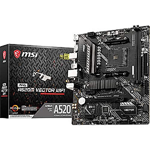 MSI MAG A520M Vector WiFi Gaming Motherboard (AMD AM4, DDR4, PCIe 3.0, SATA 6Gb/s, 1* M.2, USB 3.2 Gen 1, HDMI/DP, WiFi 5, Micro-ATX)