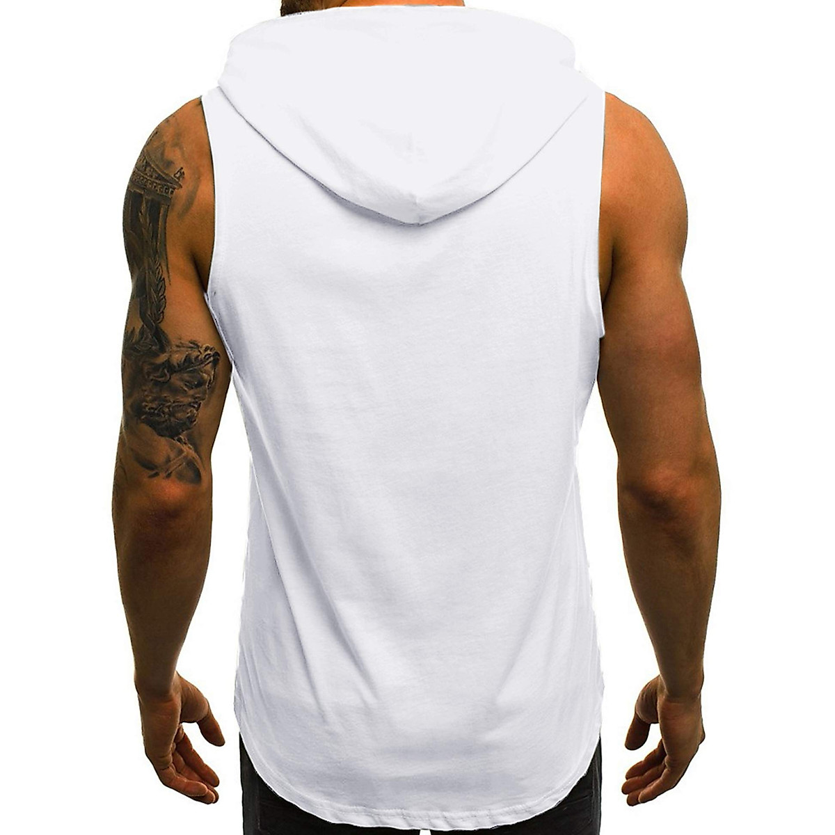 Babioboa Men's Sleeveless Hoodie Bodybuilding Stringers Workout Tank Tops Fitness Vest White