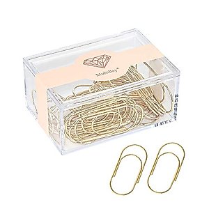 MultiBey Large Paper Clips Rose Gold Jumbo Size Paperclips Bookmark Reusable Metal Bright for Home Office School 30pcs/Box (Gold)