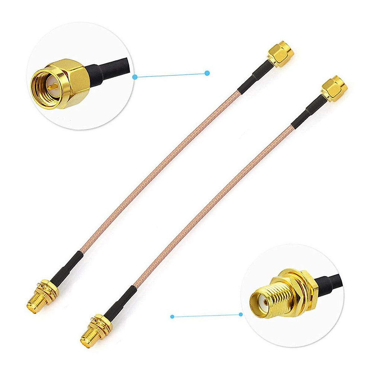 Bingfu SMA Female Bulkhead Mount to SMA Male RG316 Antenna Extension Cable 6 inch 15cm 2-Pack Compatible with 4G LTE Router Gateway Cellular SDR USB Dongle Receiver