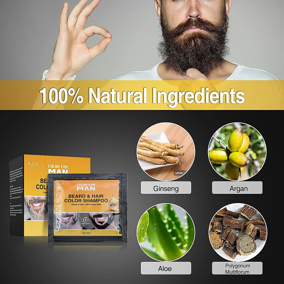 Men Beard Dye Black Coloring The Grey Hair Dyeing Shampoo & Beard Pen