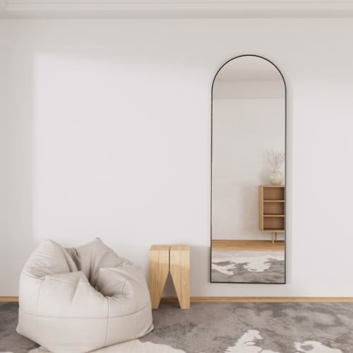 RICHTOP Arched Full Length Floor Mirror 3 Installation-Standing Leaning Hanging, 64x21 Black Big Full Body Mirror for Bedroom Livingroom Dorm, Anti-slip Shatterproof HD