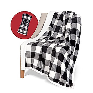 Safdie & Co. - Black and White Checkered Blanket, Indoor and Outdoor Buffalo Plaid Rug, Use As Halloween Blanket, Fall Throw Blanket, or Autumn Decor Throw, Soft and Stain Resistant, 50 x 60 Inches