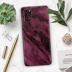 DesignSkinz Black & Pink Marble Swirl V1 | Protective Vinyl Decal Wrap Skin Cover Compatible with The Samsung Galaxy S9 Plus (Full-Body, Screen Trim & Back Glass Skin)