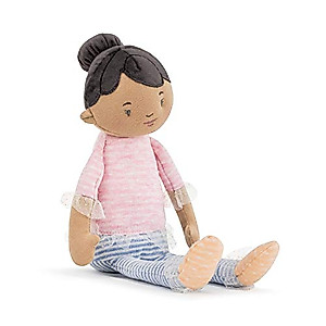 DEMDACO Beautiful Black Haired Girl 14 inch Plush Polyester Fabric Stuffed Doll Toy