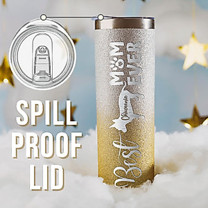 Onebttl Dog Mom Gifts, Dog Lover Gifts for Women, Best Dog Mom Ever, 20 oz Glitter Silver-Gold Insulated Tumbler - Chiweenie Mom