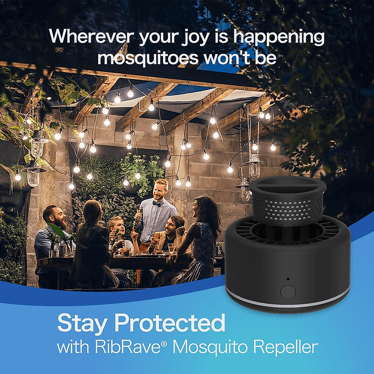 RibRave Electronic Mosquito Repeller Insect Repellent Indoor and Outdoor, 30 ft Mosquito-Free Zone, Rechargeable Mosquito Repellent Device, 2 Refills (Black)