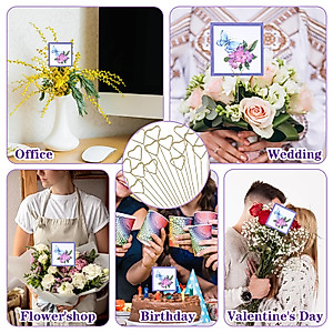 Mabor 20pcs Flower Card Holder Stick,Metal Floral Place Card Holder,Gift Card Holder,Flower Bouquet Accessories Heart Shape Flower Pick Clips for Floral Arrangement for Wedding Party Valentines