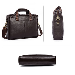 BOSTANTEN Leather Briefcase Handbag Messenger Business Bags for Men Black