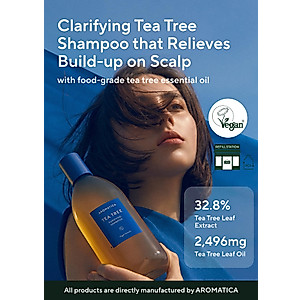 AROMATICA Tea Tree Purifying Shampoo 13.53fl.oz./400ml, Tea Tree Shampoo for Oily Hair and Scalp, Sulfate Free, Vegan