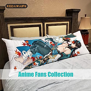 Anime Game Cosplay Long Body Pillow Case Peachskin Honkai Game Star Rail Dan-Heng Hugging Pillow Case Long Pillow Cover (White,23.6"x66.9"/ 60x170cm)
