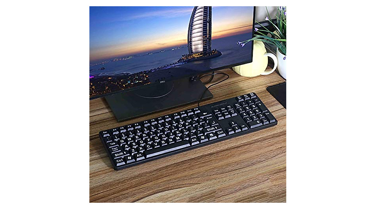 MCSaite Wired PS2 104 Keys Computer Keyboard with Stands,Black ...