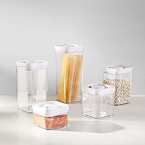 Amazon Basics 10-Piece Square Airtight Food Storage Containers for Kitchen Pantry Organization, BPA Free Plastic, Clear