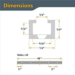 POWERTEC 71810 Heavy Duty 48" Aluminum T-Track with Intersection Kit | Specialized T Slot Track Mounting for 3/8" Hex Bolt and POWERTEC ¼"-20 and 5/16"-18 T Bolts