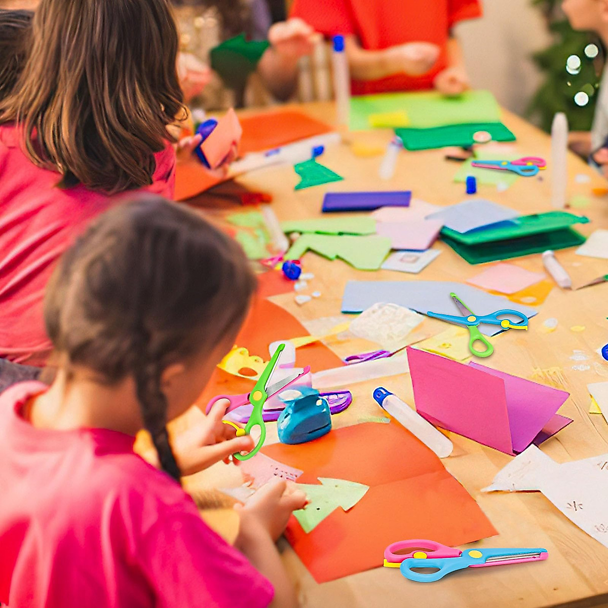 LovesTown Preschool Training Scissors,6 Pcs Dual-Colour Children Safety Scissors Pre-School Training Scissors Safety Scissors Art Craft Scissors