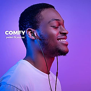 MuveAcoustics Spark Earbuds Wired Headphones with Mic - Phone Headset in Ear Buds Noise Cancelling for Computer Android Gaming Compatible with Samsung, Laptop, iPhone, iPod, iPad, Kindle, 3.5mm Jack