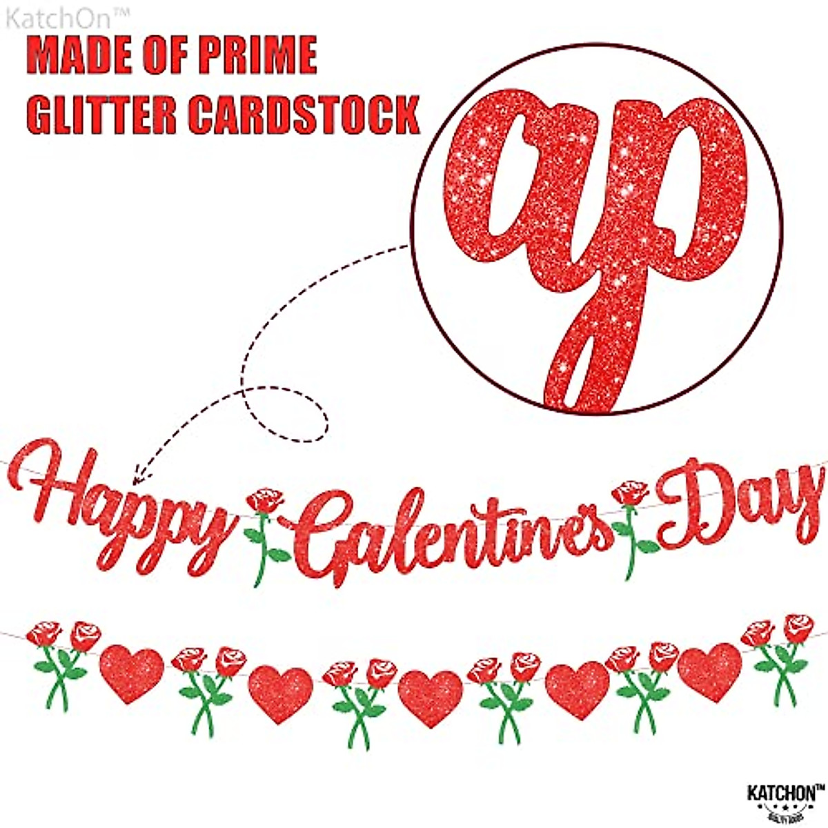 Happy Galentines Day Banner with Roses - 2 Strings, No DIY | Happy Galentines Day Decorations | Galentines Day Party Favors for Be My Galentine Decor | Galentine's Day Decorations, Galentines Décor